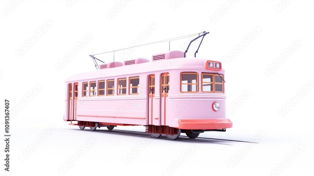 Historic tramway isolated on a white background. Classic tram ...