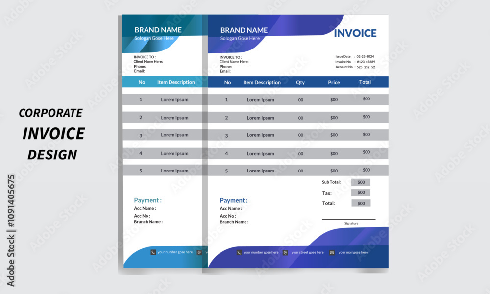 Image vectorielle Stock Creative simple minimal unique invoice design ...