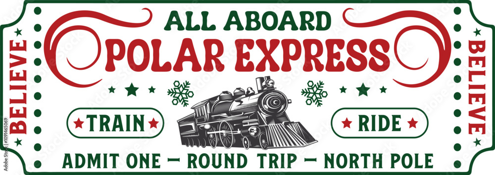 Image vectorielle Stock Polar Express Ticket Svg Png Files, Train Svg ...