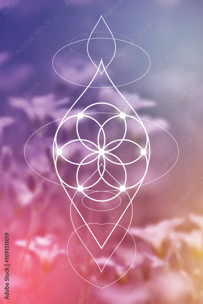 Sacred geometry Flower of life vector illustration. Esoteric Energy ...