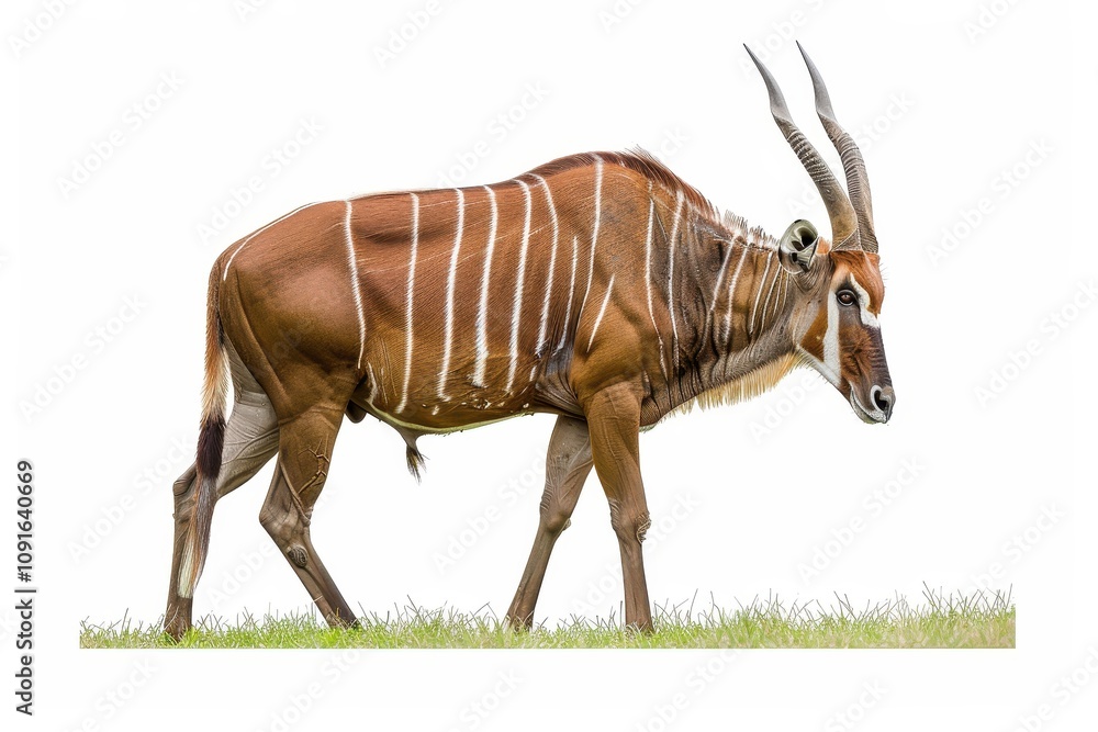 Mountain bongo isolated on white background Large brown animal with ...