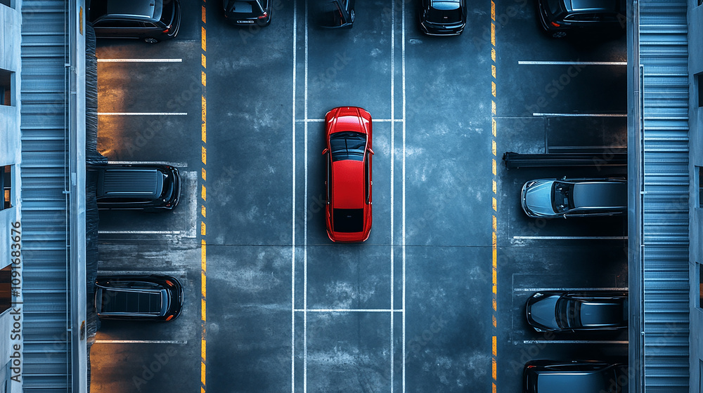 Smart car parking assist system is visualized from a top view ...