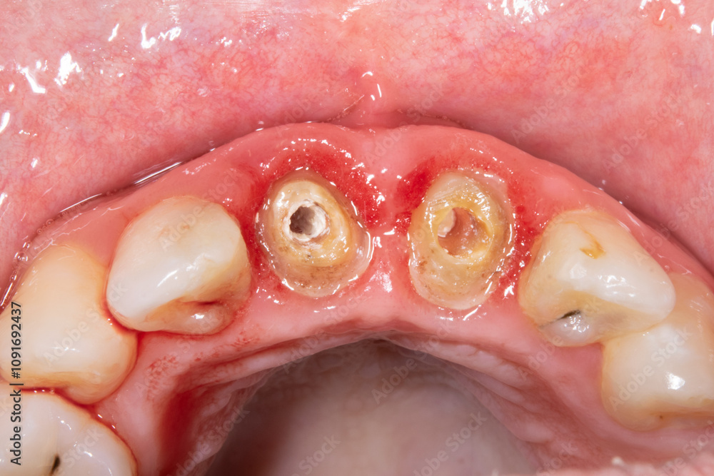 Dentistry patient oral disease in central incisors with dental decay ...