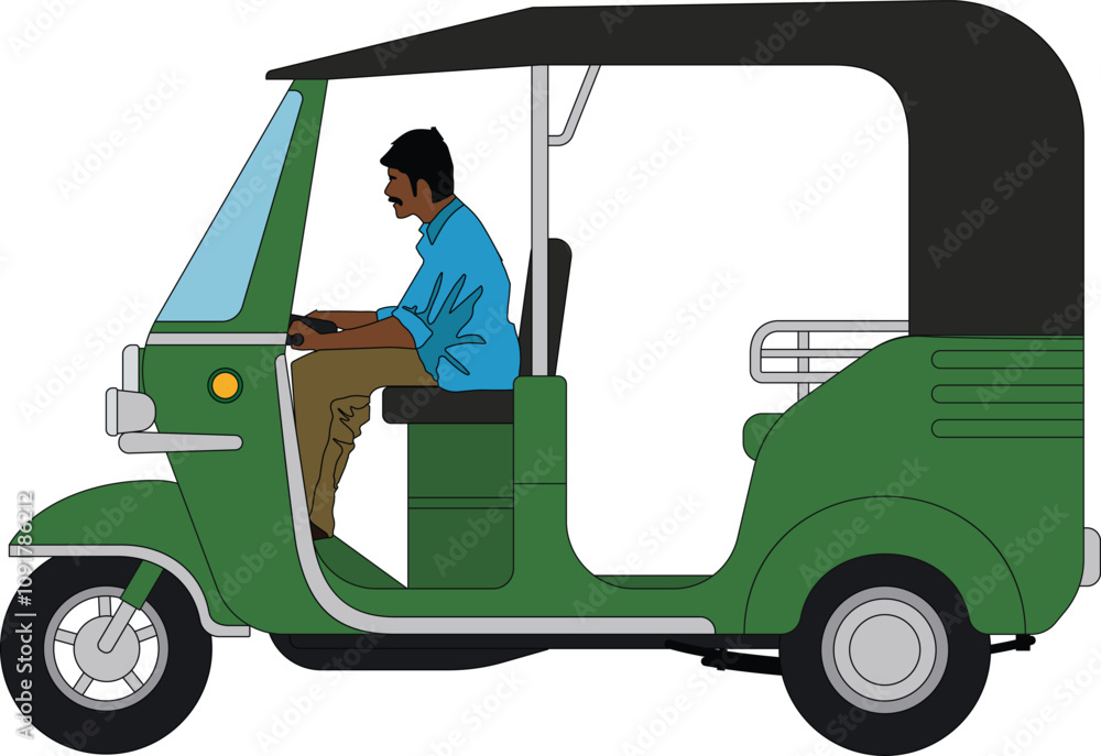 Vetor Green auto rickshaw indian and pakistan. Auto Rikshaw Vector ...