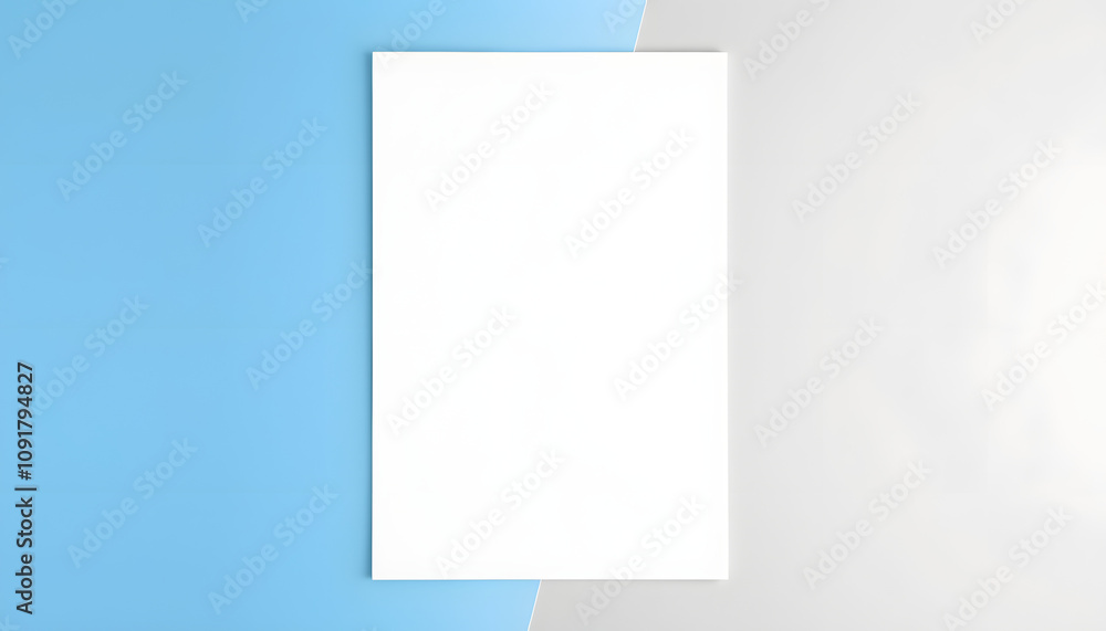Blank A4 paper template on two color paper with blue and gray of ...