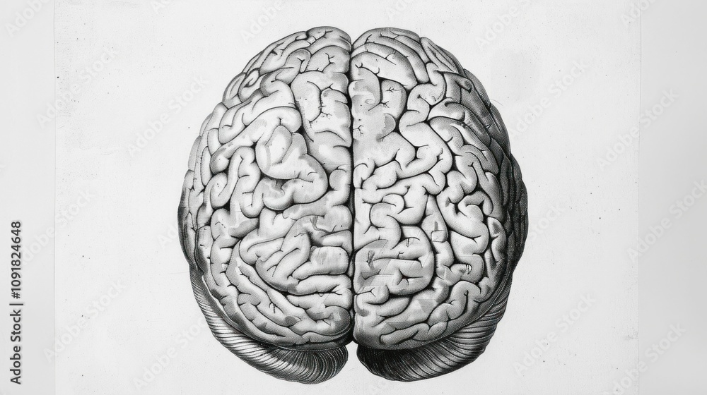Brain anatomy illustration on a light background showcasing intricate ...