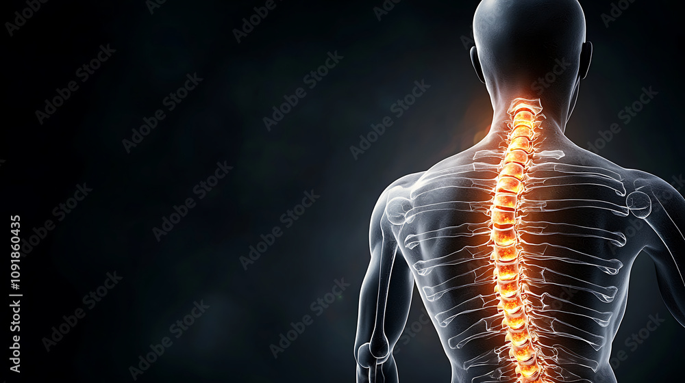glowing spinal injury illustration showcasing human spine structure and ...