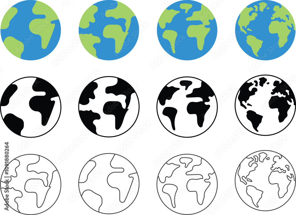 Стоковое векторное изображение «Globe planet vector set. Earth ...