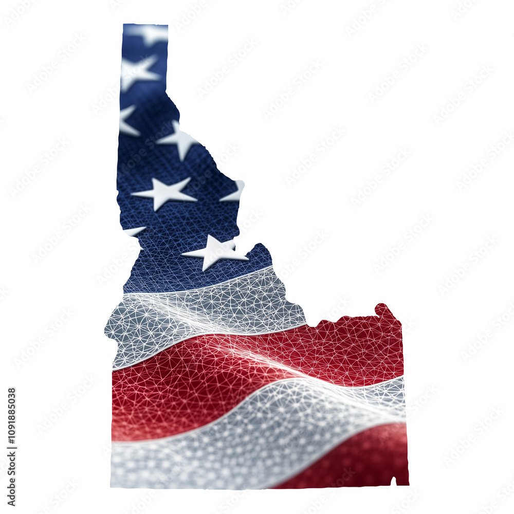 Idaho State Map with US Flag Inside on Transparent Background ...