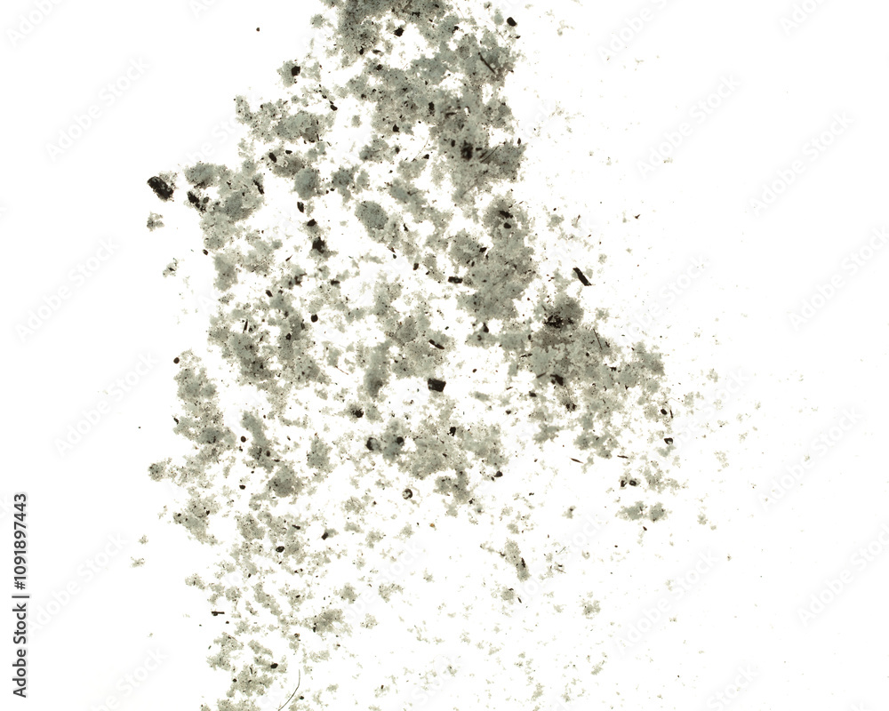 Dirty Melting snow mix with soil dust mud and splash fly in mid air ...