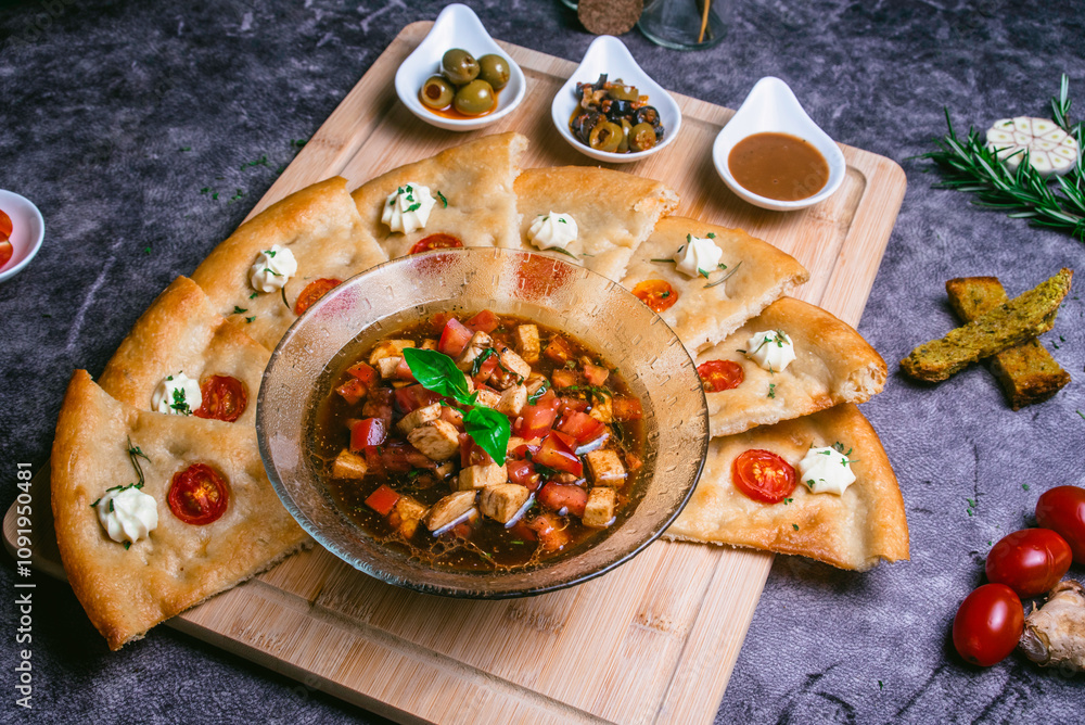 Savory pizzas with a variety of toppings, from classic Margherita to ...