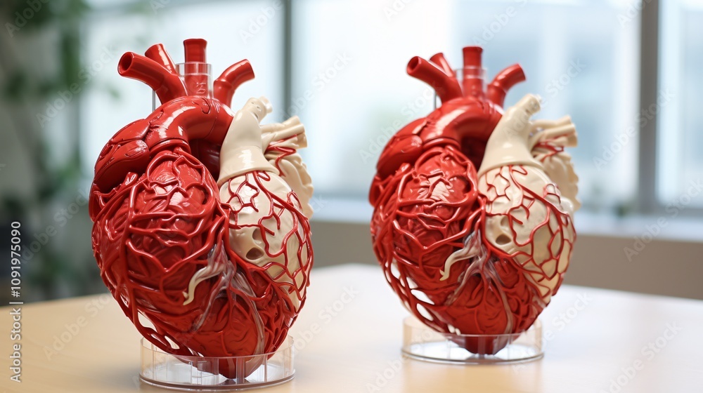 Human heart anatomy model with a focus on the left and right atriums ...