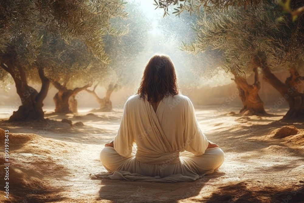 Jesus Praying in Gethsemane Garden Agony Before Crucifixion Easter ...