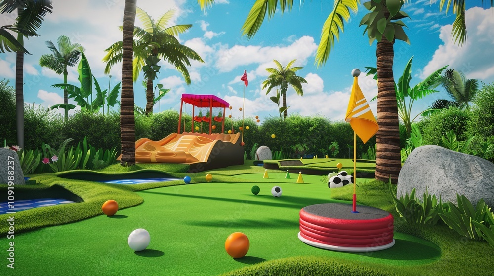 Creating a Fun Mini Golf Birthday Background for Your Celebration Stock ...