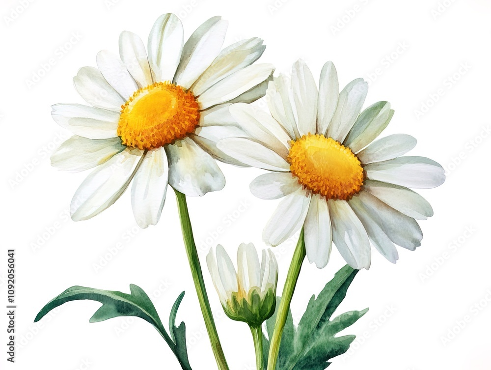Watercolor daisy flower clipart design. isolate on white background ...