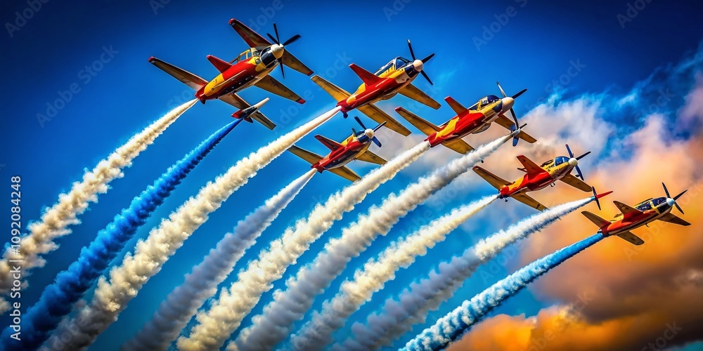 Captivating Moments of a Flight Acrobatic Group Performing Aerobatic ...