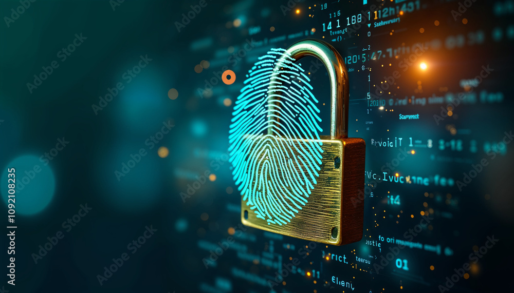 Elegant fingerprint and padlock combination concept. Suitable for ...