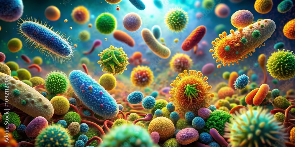 Microscopic World A Colorful Symphony of Bacteria, Viruses, and Fungi ...