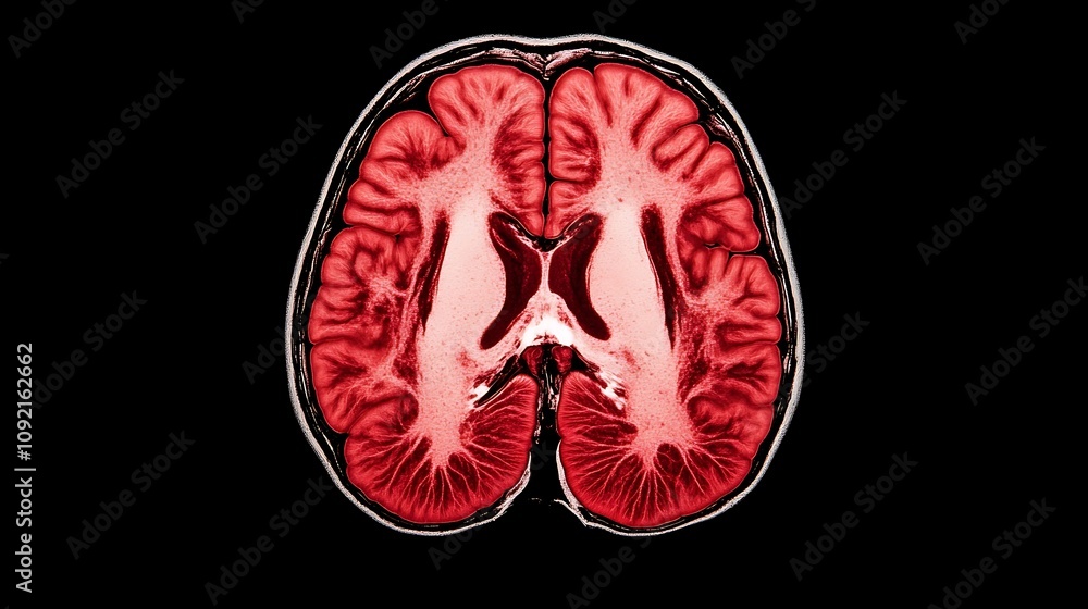 Detailed anatomical cross section of the human brain structure based on a medical MRI scan The ...