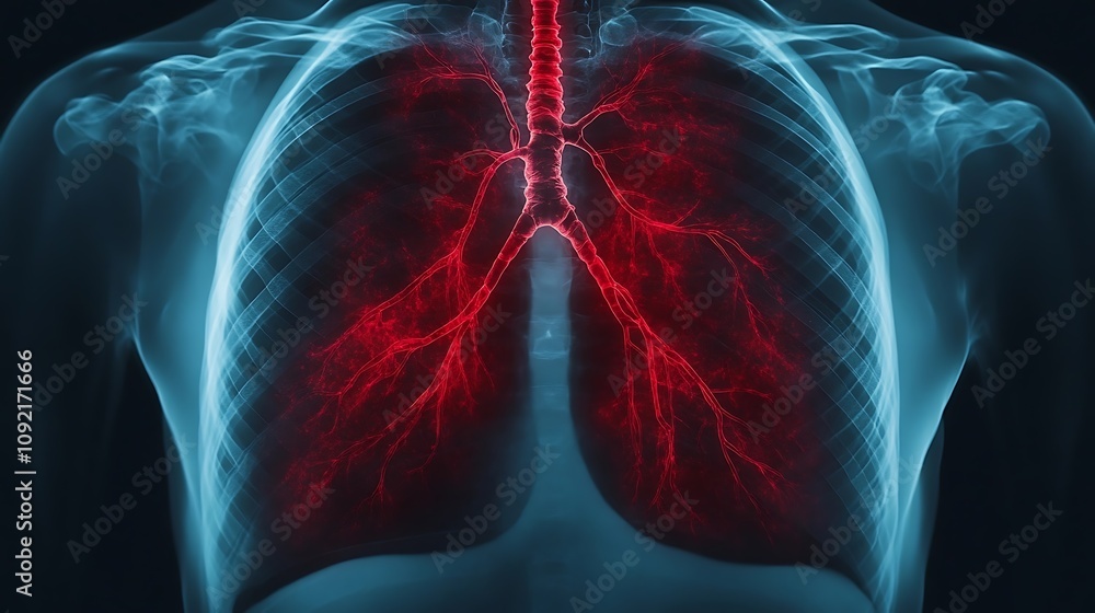 Detailed 3D digital render of the internal human respiratory system ...