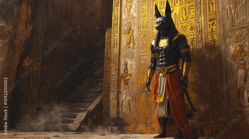 Illustration of anubis ancient egypt gigapixel art tomb environment ...