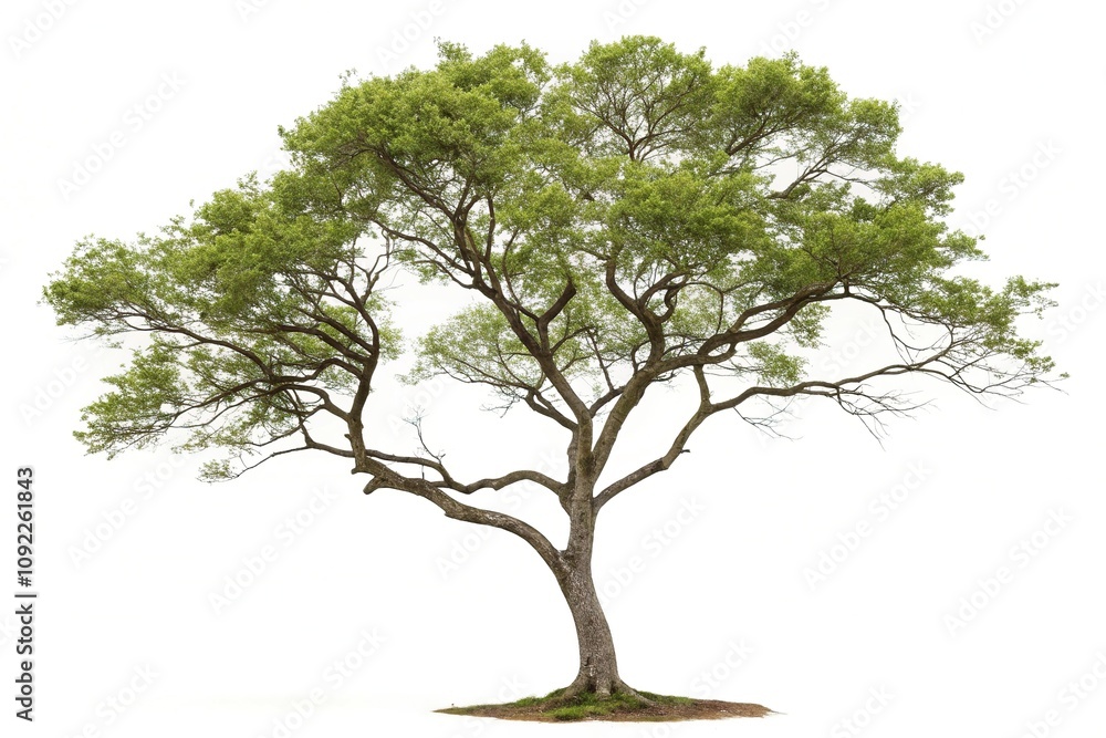 White background with a single isolated branch tree focusing attention ...