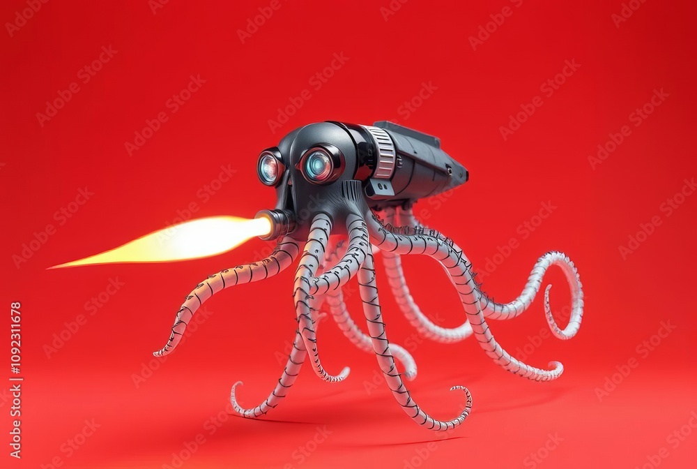 Squid Robot With jet propulsion and ink release simulation Stock ...