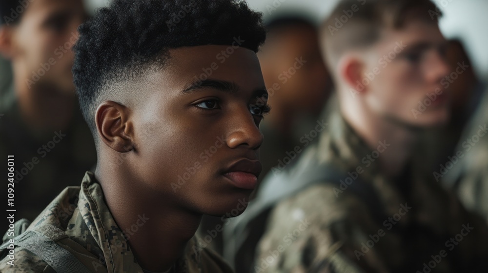 Army training school cadets in a leadership development class, learning ...
