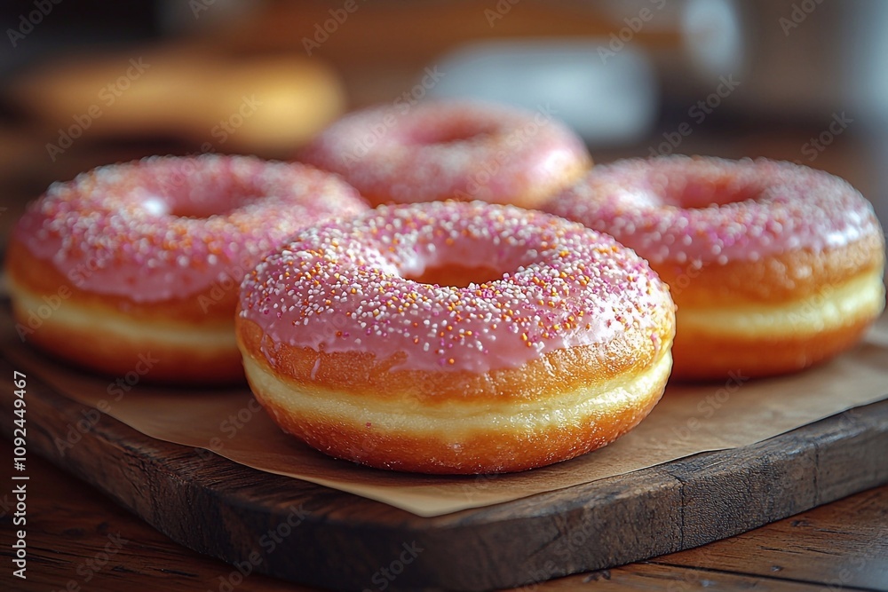 Brightly colored donuts with different flavors of glaze and sprinkles ...