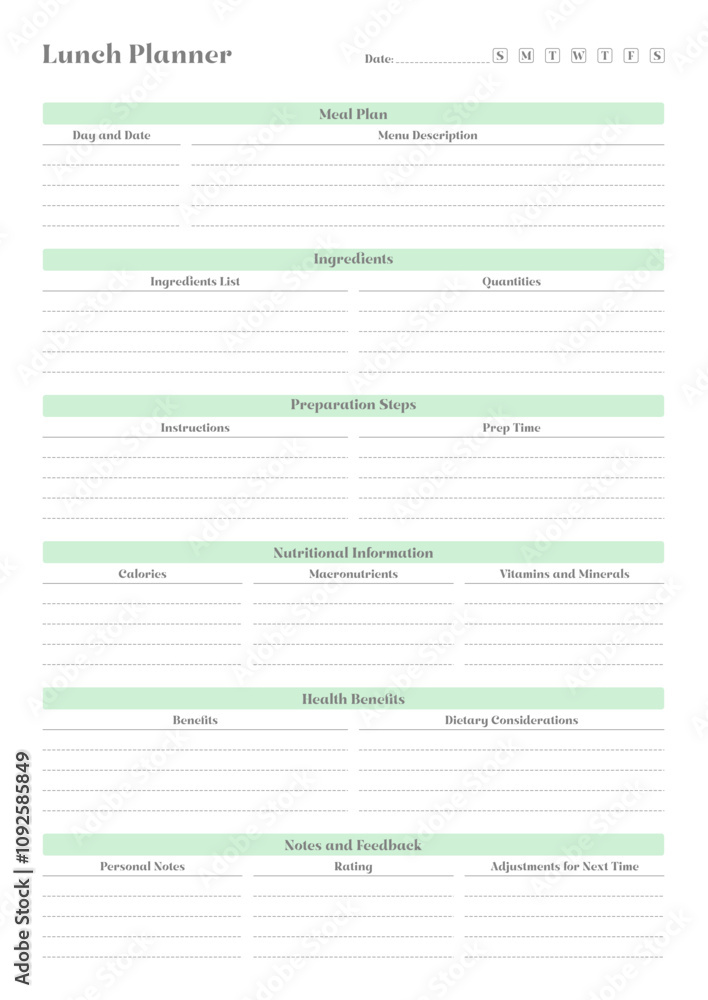 Comprehensive Meal Planning Sheets for Weekly, Monthly, and Daily Meal ...