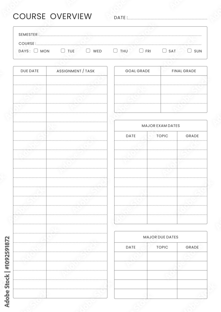 Study Planning Page Planner Sheet Design Template for Organizing Study ...