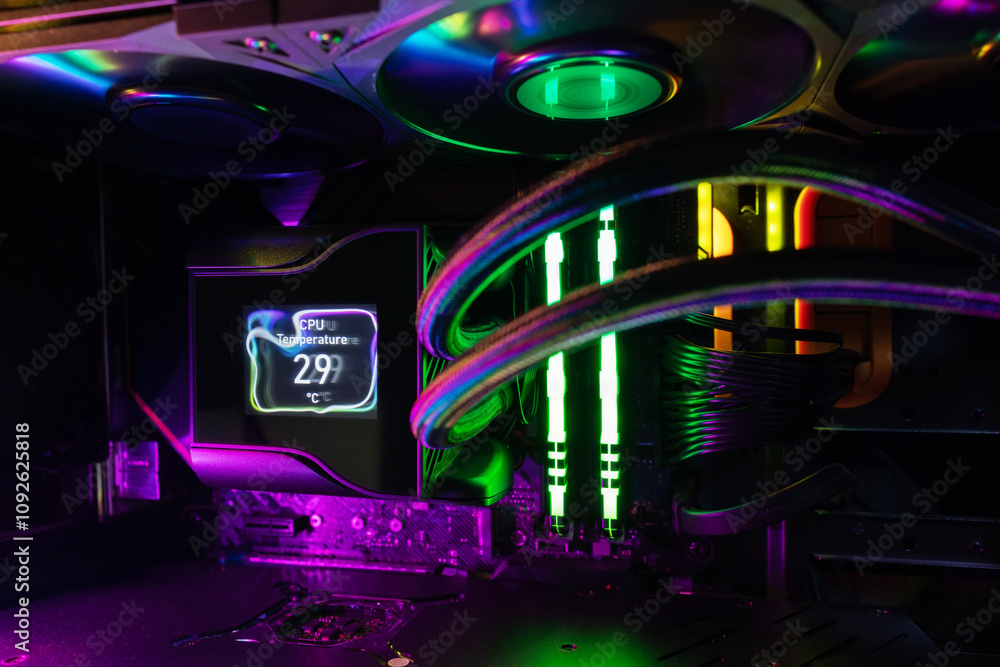 Case Mod concept with Cpu liquid cooling system, motherboard, case led ...