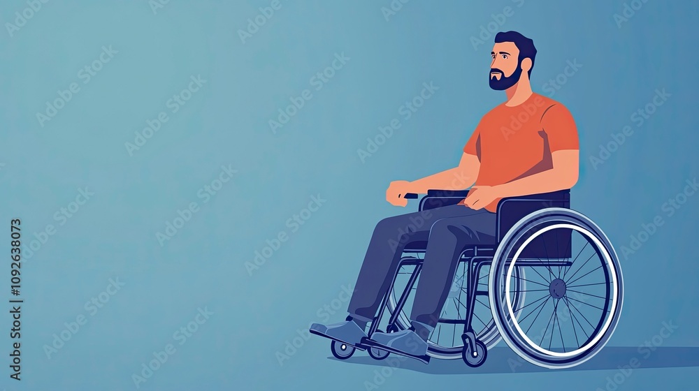 Man in wheelchair confidently looking ahead, emphasizing mobility ...