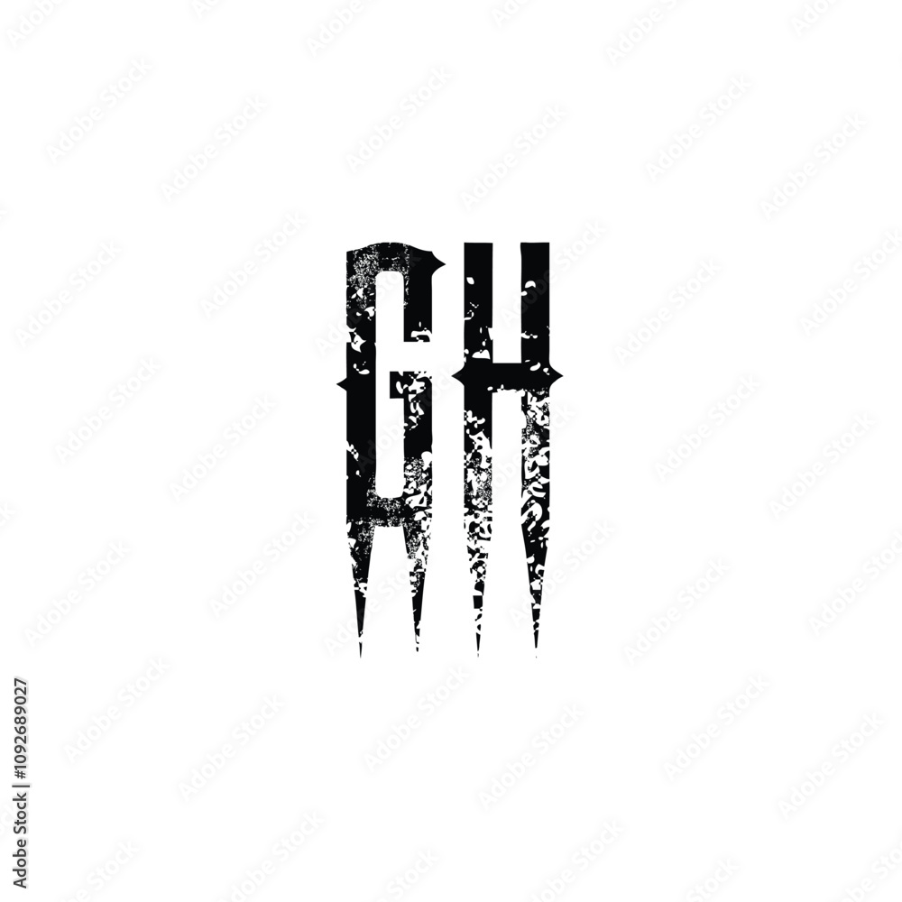GH monogram logo design letter text name symbol monochrome logotype ...