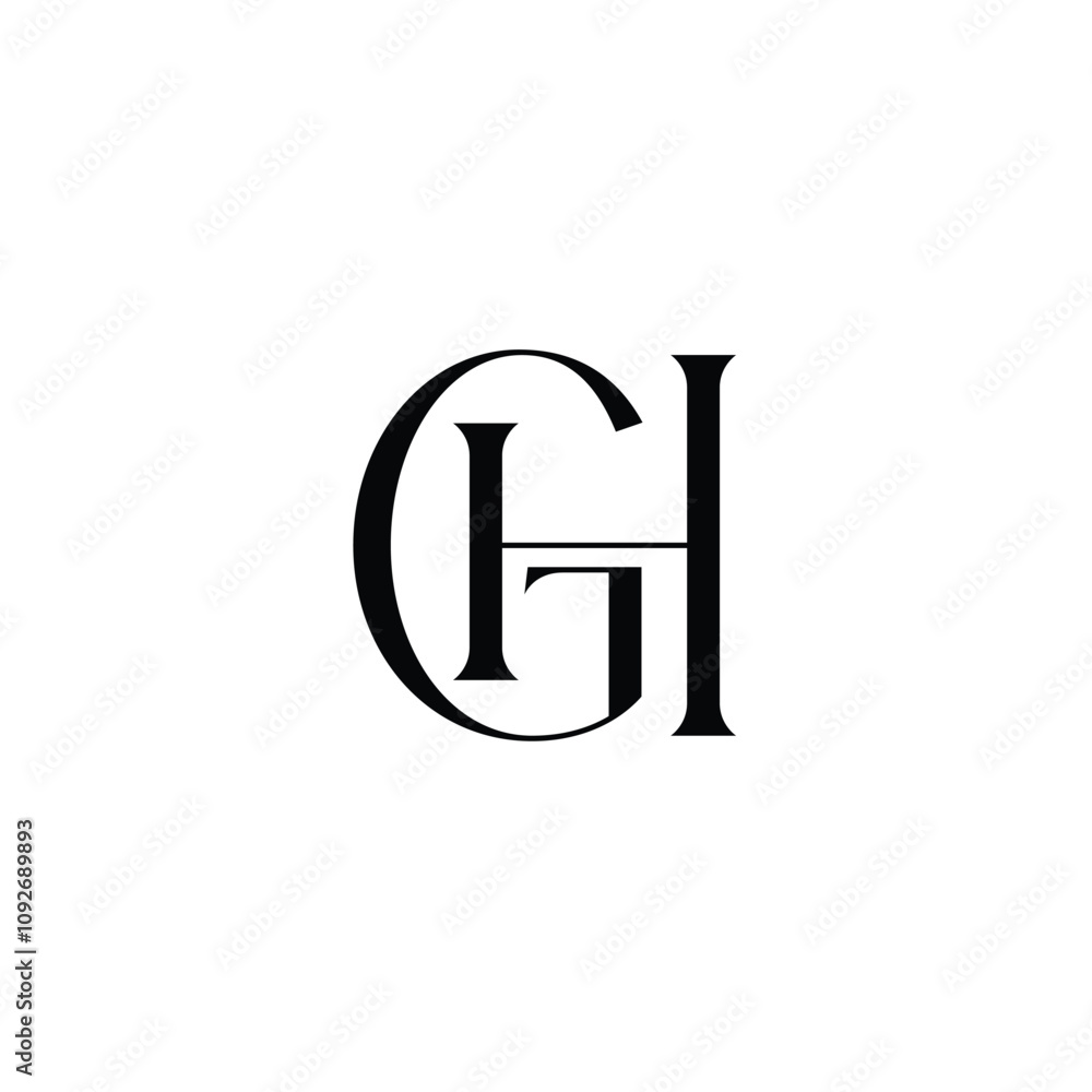 GH monogram logo design letter text name symbol monochrome logotype ...