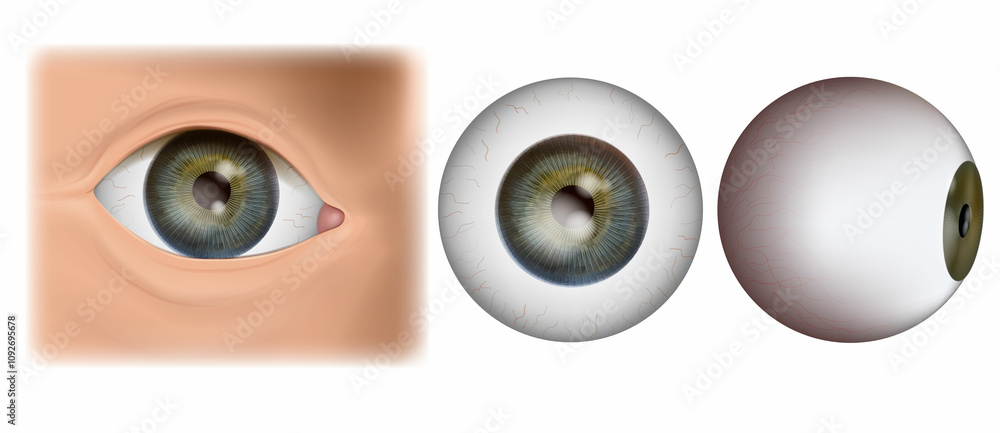 Structure Human Eyes side view and front view. Realistic human eyeball ...