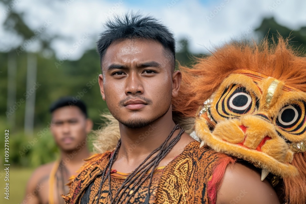 Lion Dance Performers in Traditional Attire Prepare for Vibrant ...