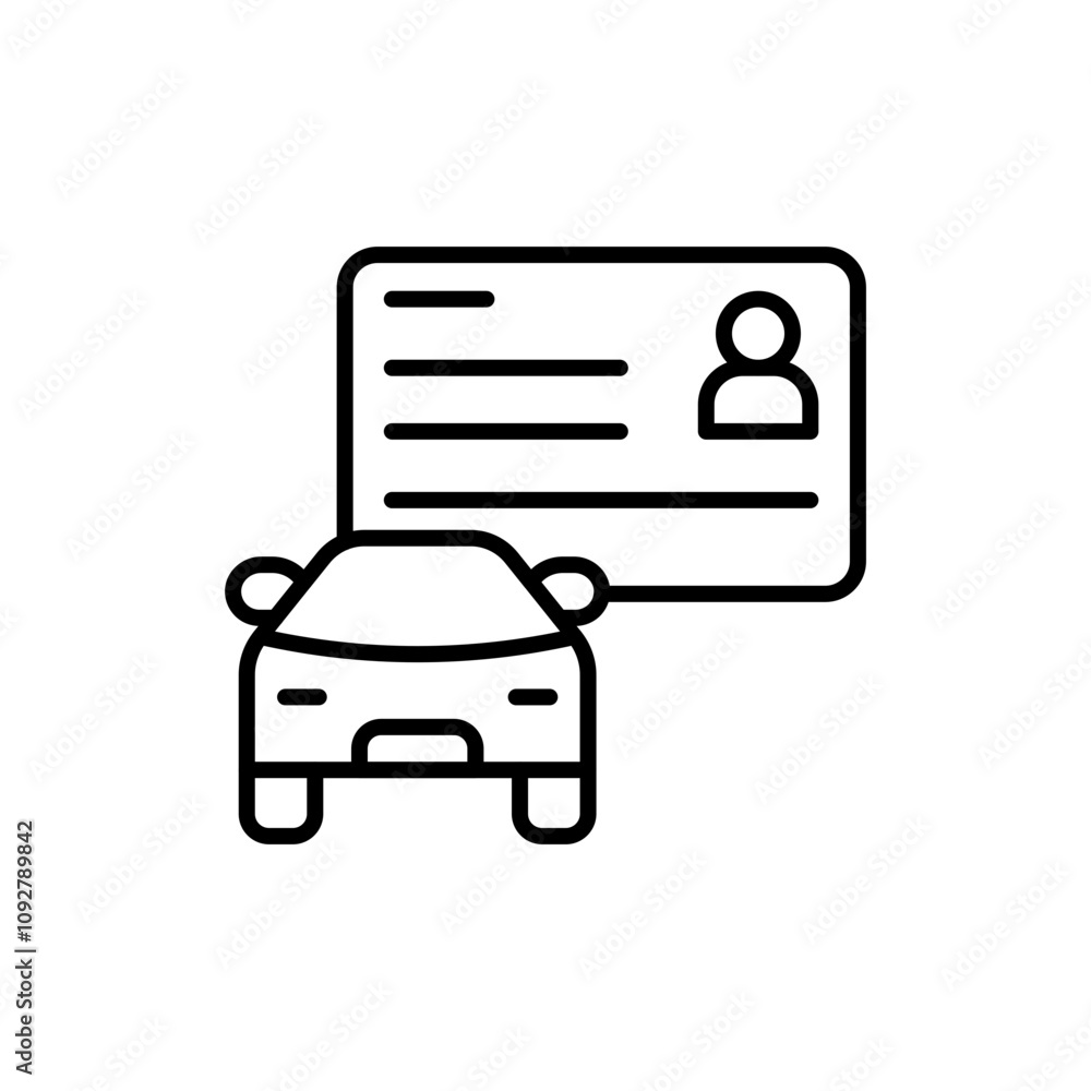Driving license outline icons, minimalist vector illustration ,simple ...