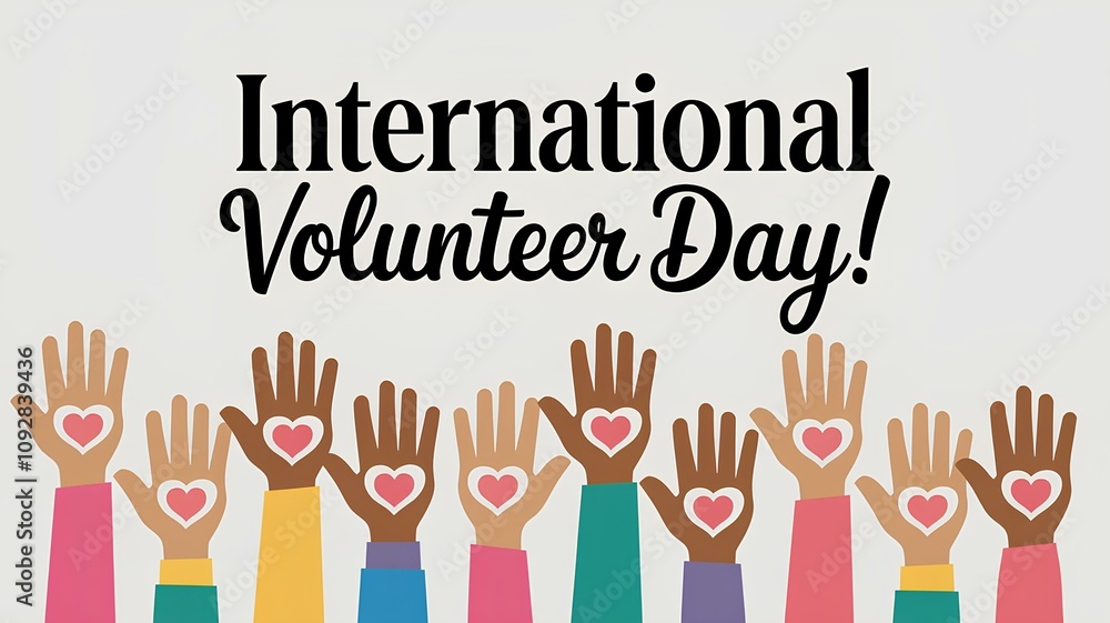 Festive design for International Volunteer Day with text “International ...
