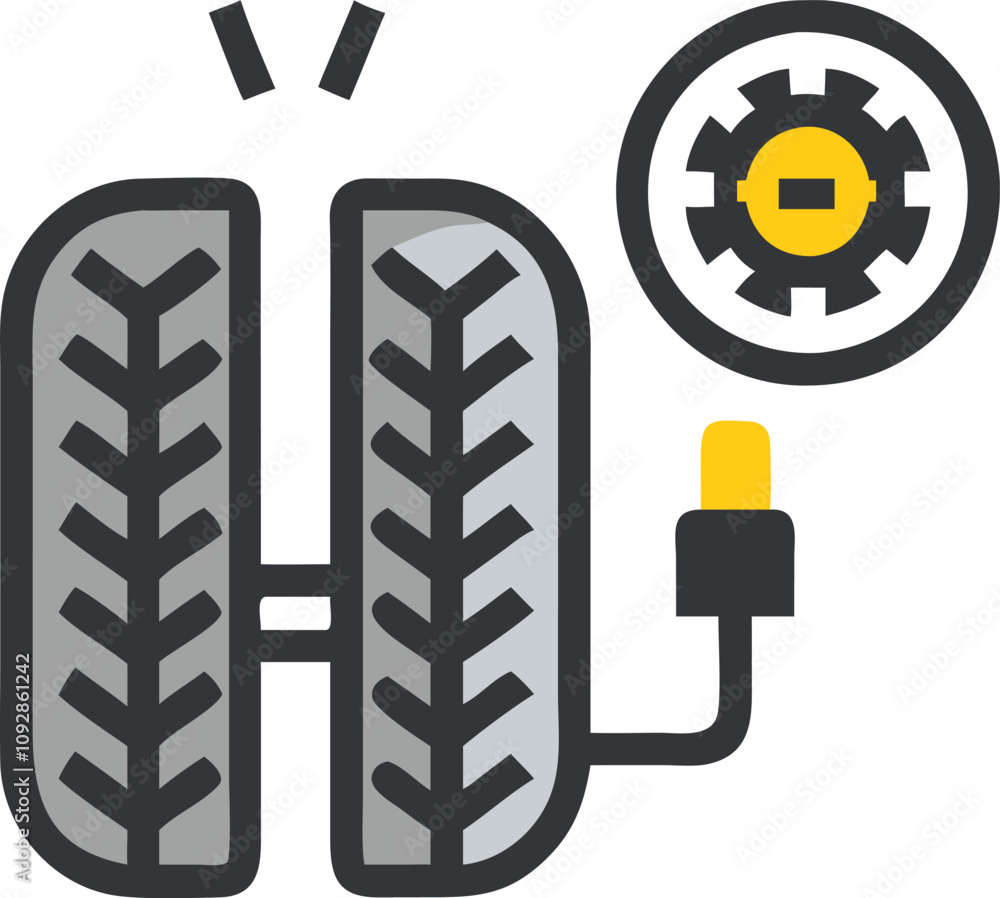 Tire Sensor System Vector Illustration, Colorful vector illustration of ...