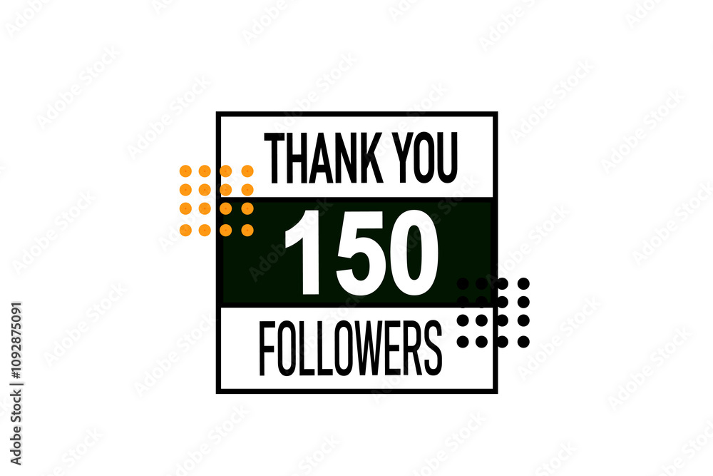 thank you 150k followers, vector, illustration, social, media, post ...