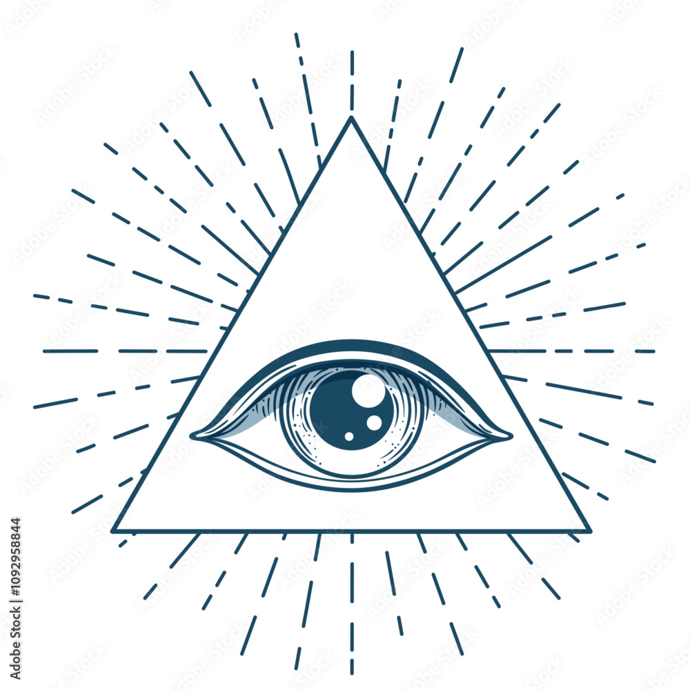 Blackwork tattoo flash. Eye of Providence. Masonic symbol. All seeing ...