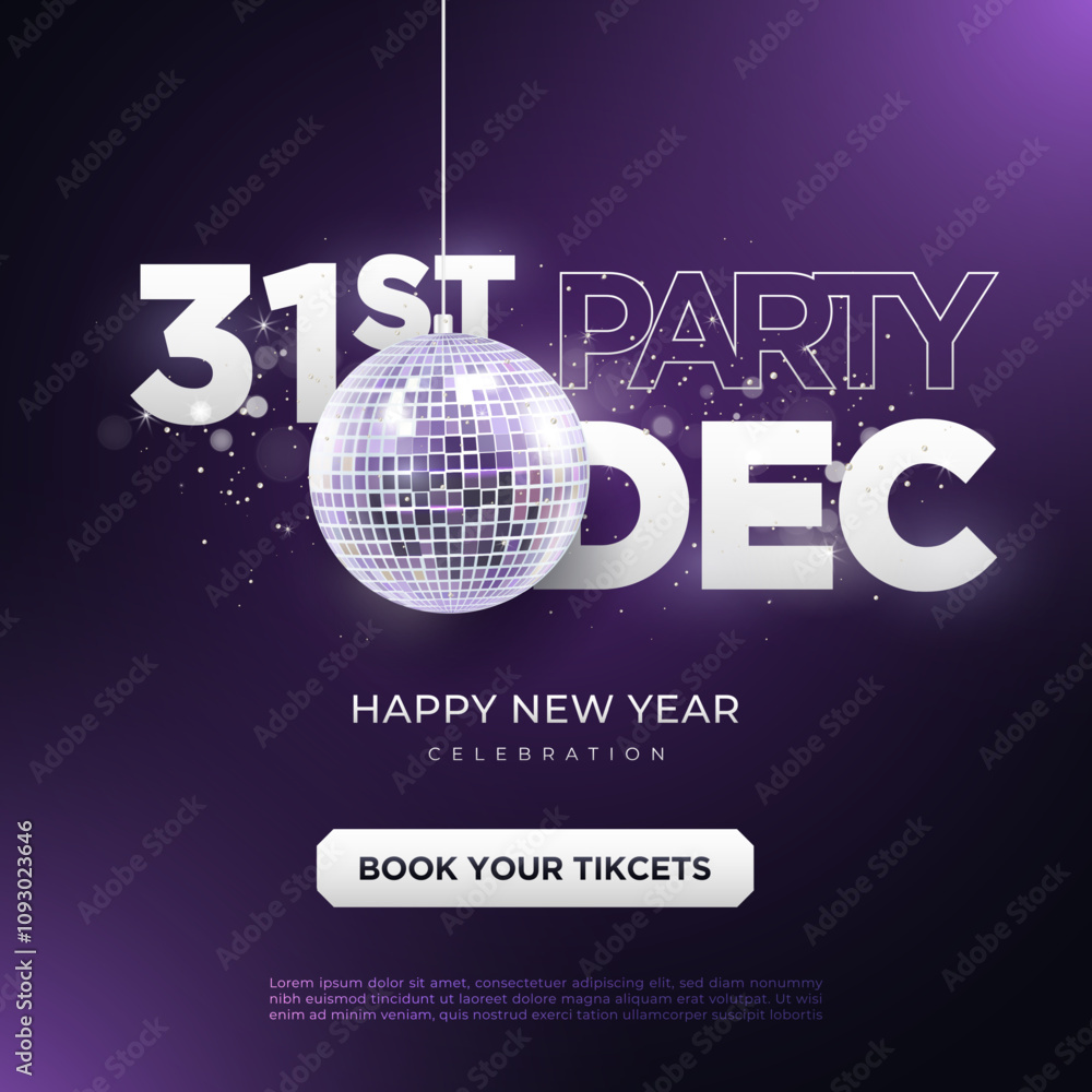 New Year Party Celebration Invitation banner design. 2024 31st december ...