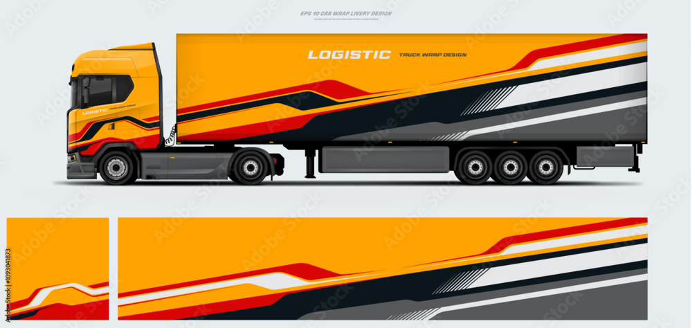 Vector truck trailer livery design template. Truck Cargo delivering ...