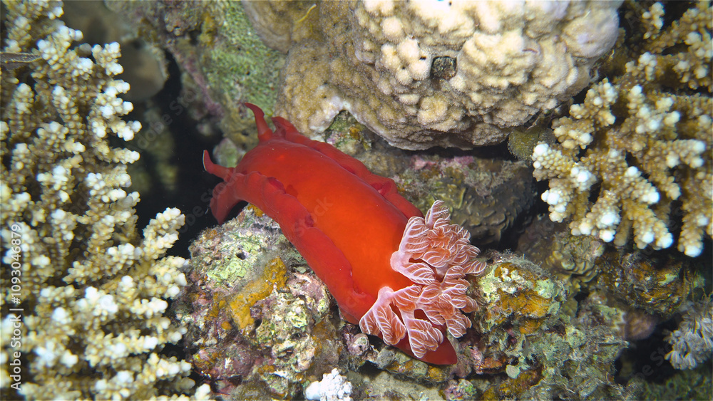 Sea slug Hexabranchus sanguineus or Spanish dancer, order Nudibranchia ...