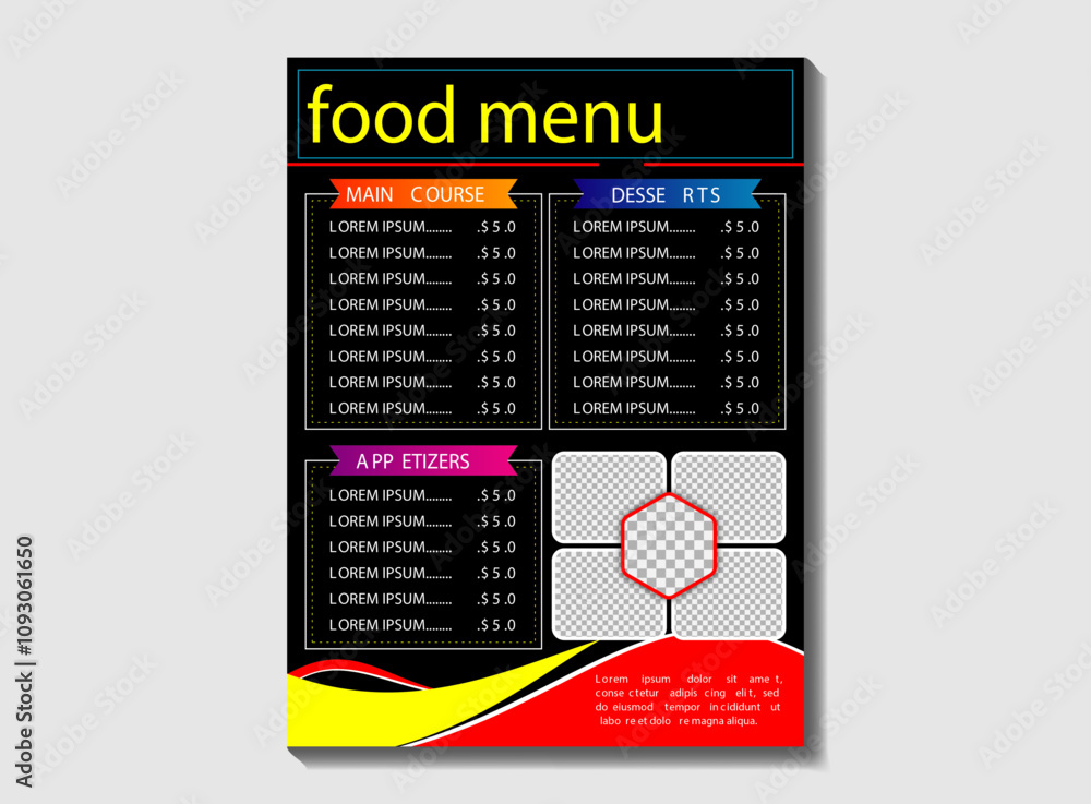 Stylish Restaurant Menu Design Template, Editable A4 Format for Cafes ...