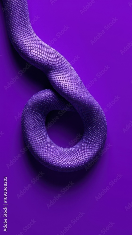 Purple snake coiled on a vibrant purple background enhances visual ...