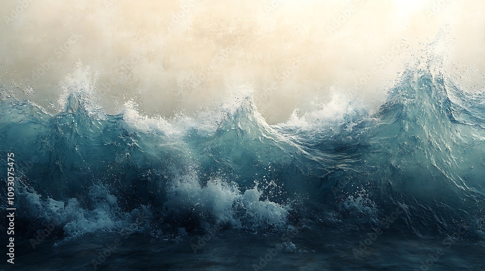 Blue wave textures blending with rough concrete surface modern abstract ...