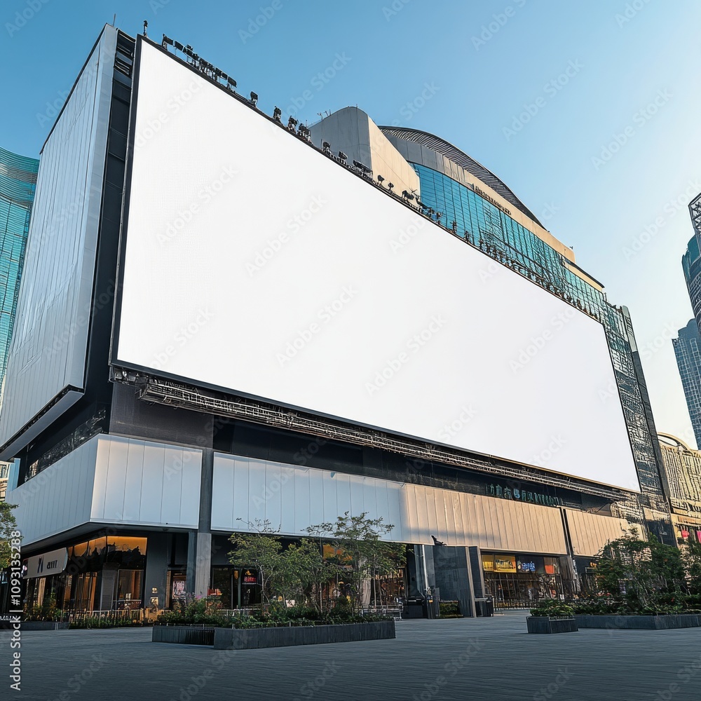 Mockup standalone big screen info kiosk Digital media with blank white ...