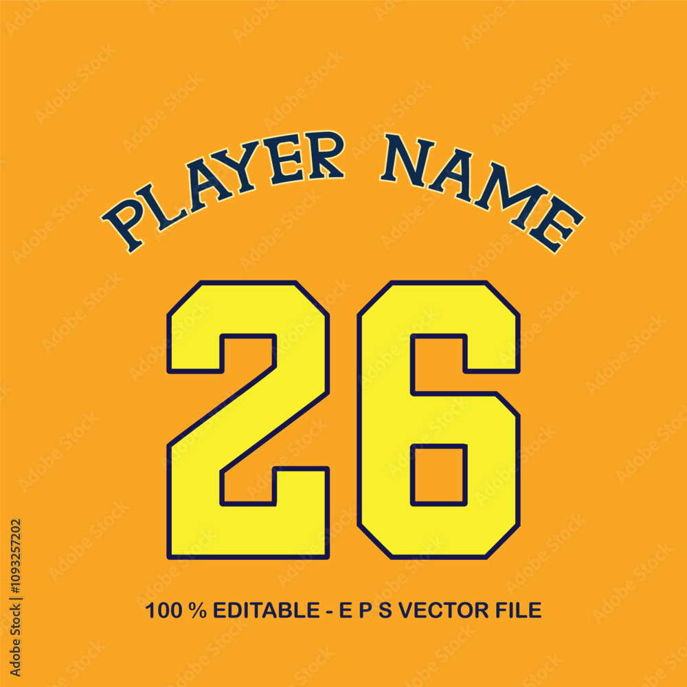 26 Classic Vintage Sport Jersey / Uniform numbers in black with a black ...